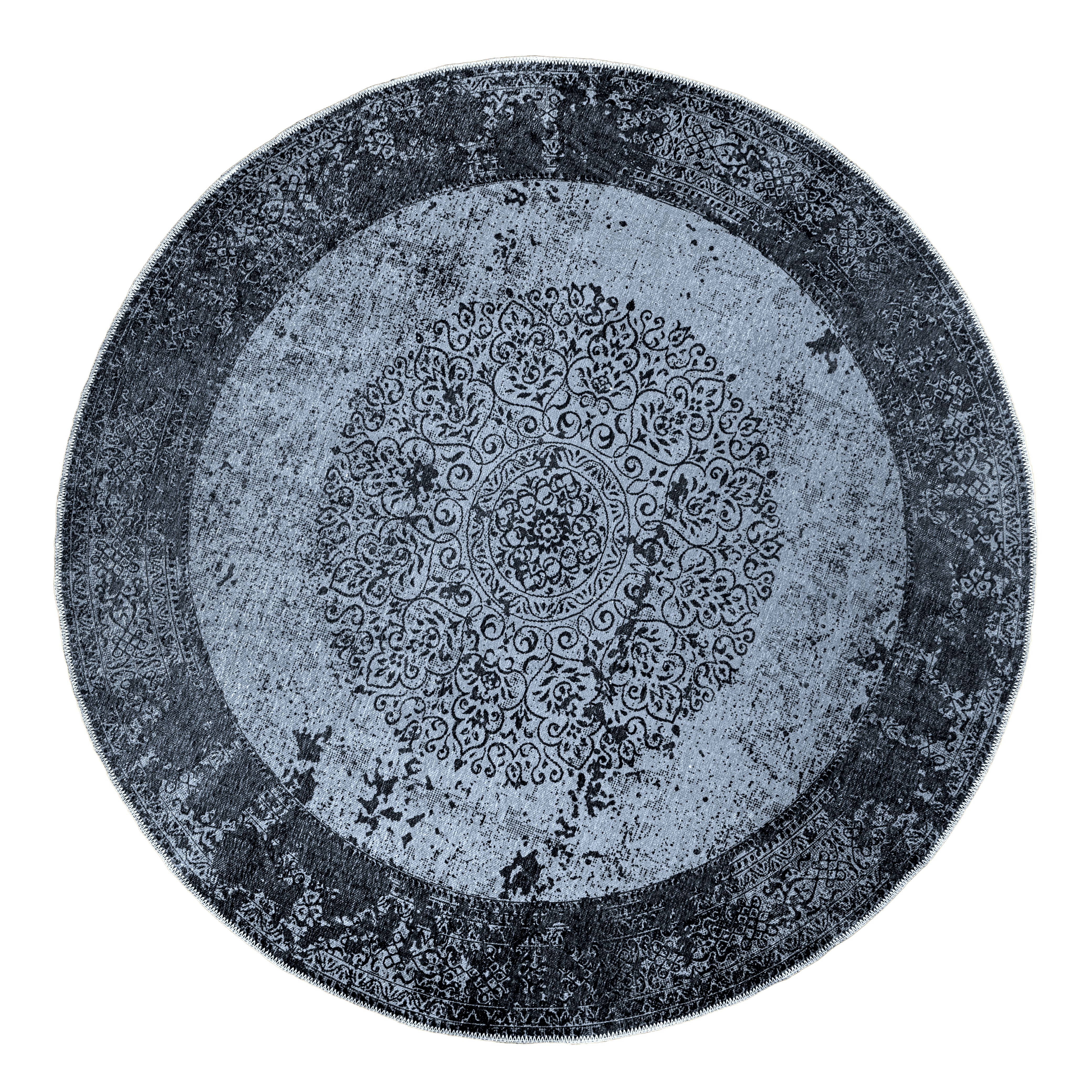 Vloerkleed Rond Vintage Vloerkleed "Niagara" - Grijs/Antraciet – madival